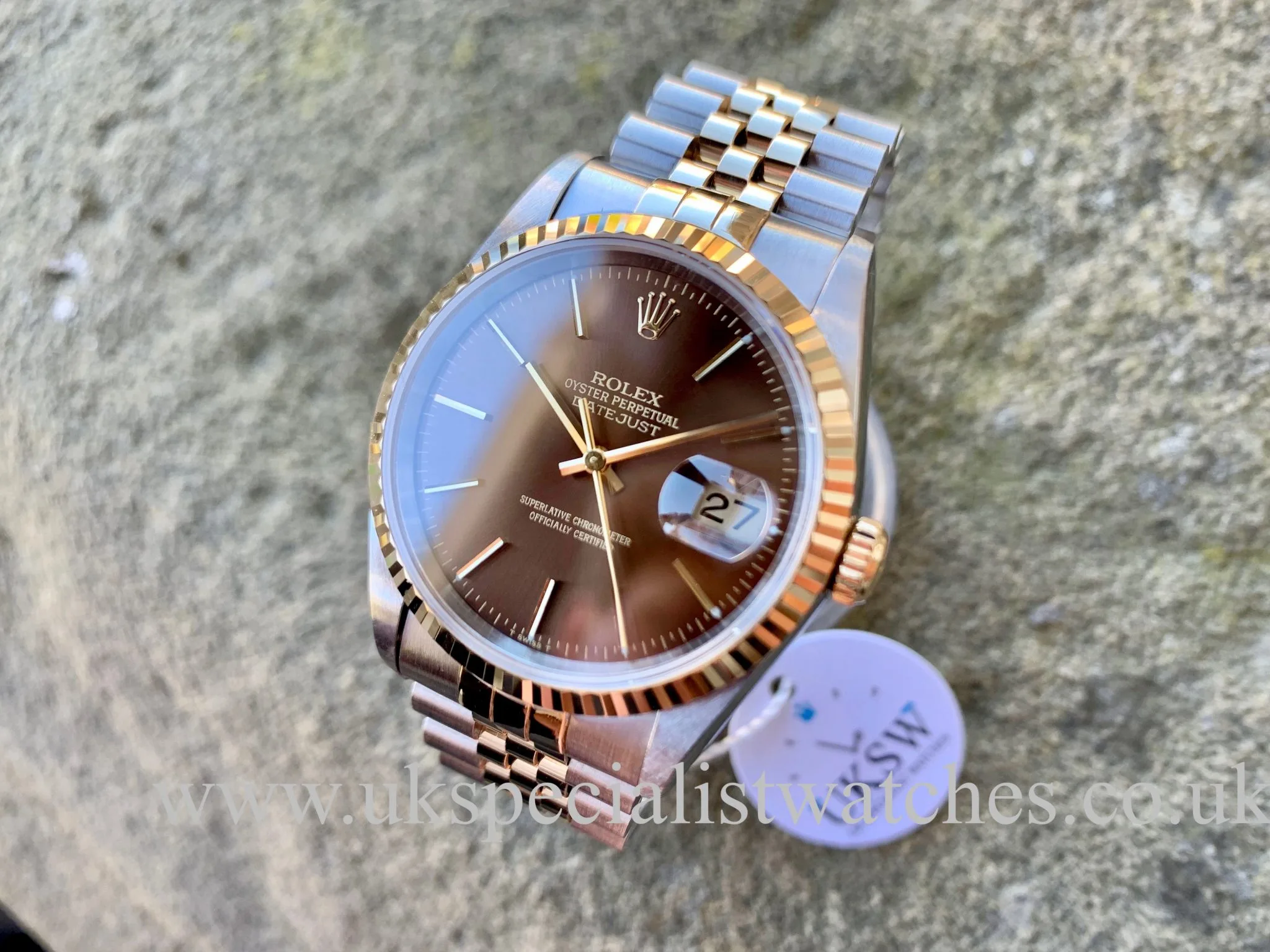 ROLEX DATEJUST 18CT GOLD & STEEL – CHOCOLATE DIAL – 16233 - Rolex ...