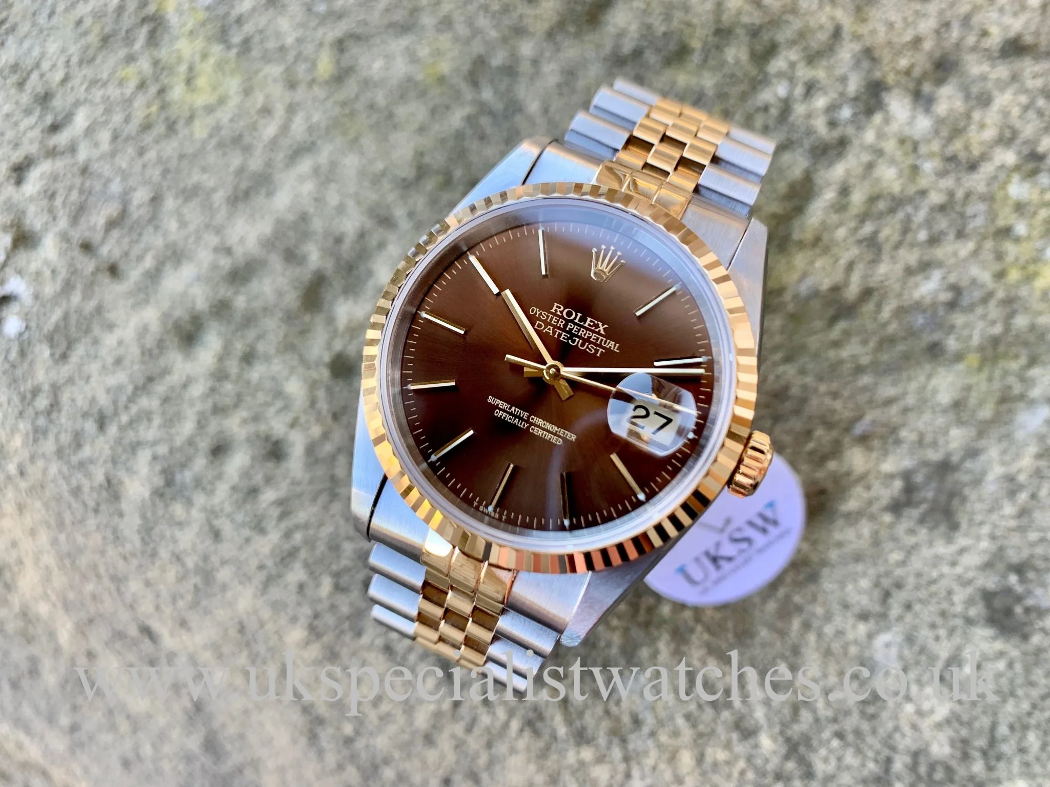 ROLEX DATEJUST 18CT GOLD & STEEL – CHOCOLATE DIAL – 16233 - Rolex ...